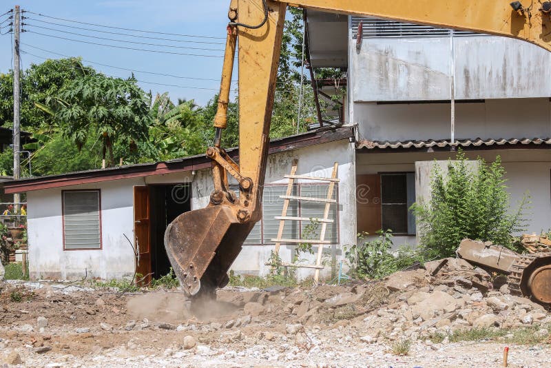 Bucket Excavator Destruction in Work Outdoor Stock Photo - Image of ...