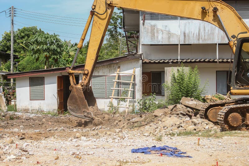 Bucket Excavator Dig Work Construction in Outdoor Stock Photo - Image ...