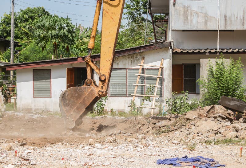 Bucket Excavator Dig Work Construction in Outdoor Stock Photo - Image ...