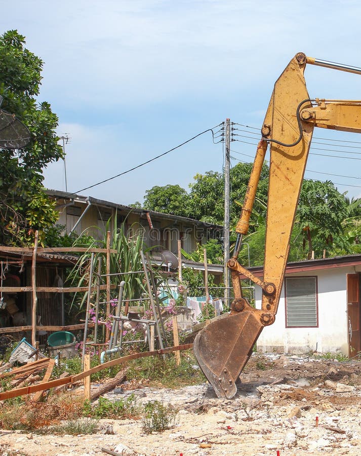 Bucket Excavator. Excavator Destruction in Work Outdoor Construction ...