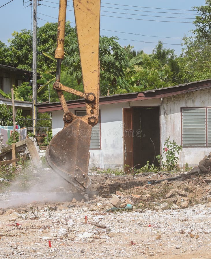 Bucket Excavator. Excavator Destruction in Work Outdoor Stock Photo ...