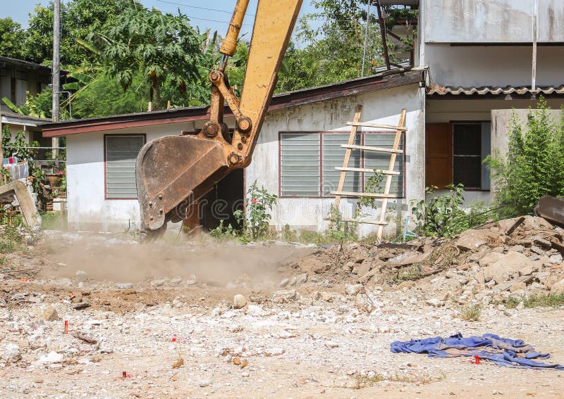 Bucket Excavator. Excavator Destruction in Work Outdoor Construction ...