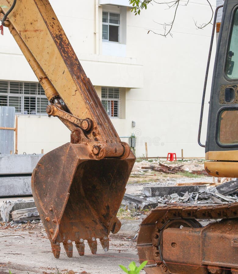 Bucket Excavator. in Work Excavator Destruction Construction Stock ...