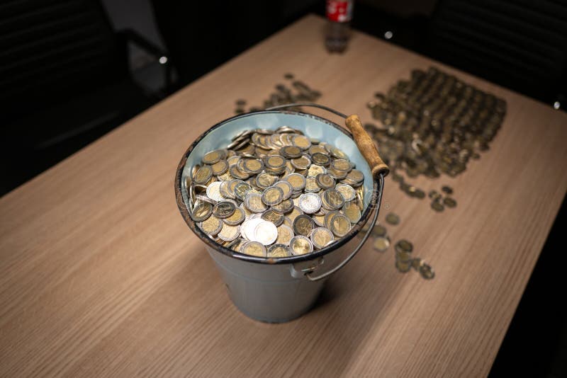 A Bucket is Filled with a Lot of Euro Coins Stock Photo - Image of bank ...