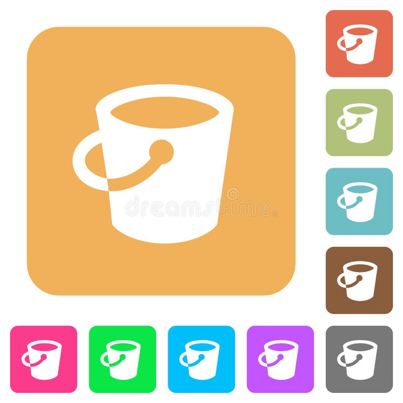 Bucket Rounded Square Flat Icons Stock Vector - Illustration of tool ...