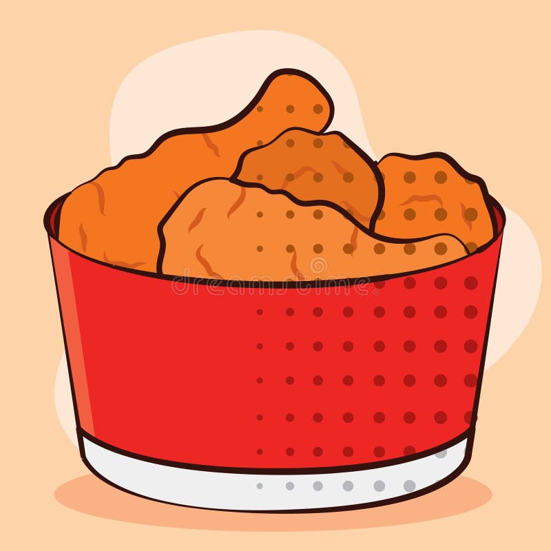 Bucket of Fried Chicken. Vector Stock Vector - Illustration of crunchy ...