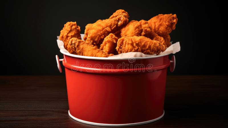 Bucket Full of Crispy Kentucky Fried Chicken. Generative Ai Stock ...