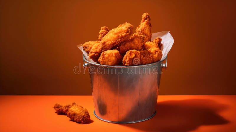 Bucket Full of Crispy Kentucky Fried Chicken. Generative Ai Stock ...