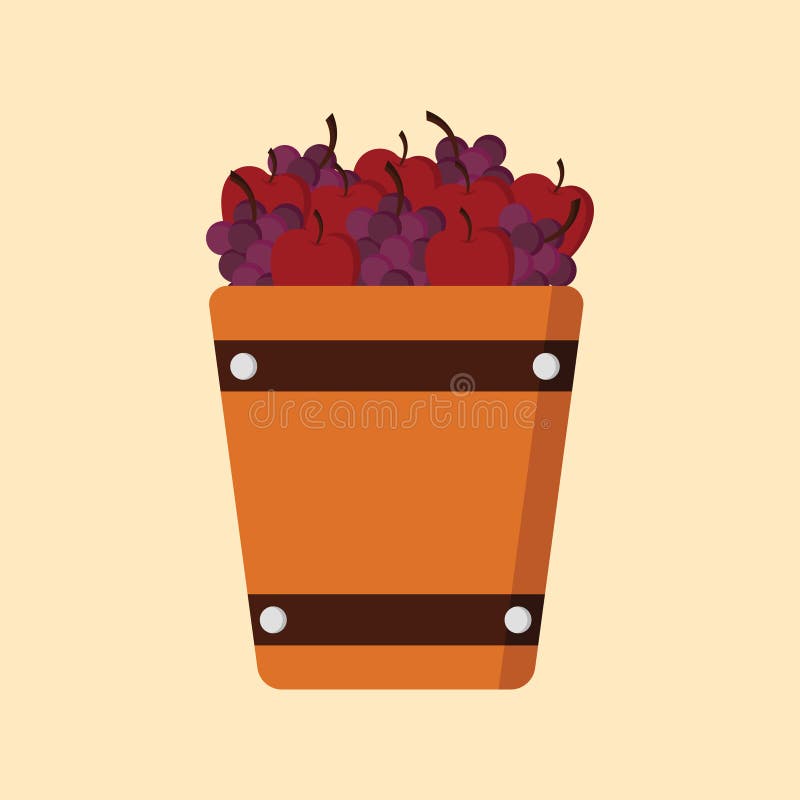 Bucket Full with Fruits. Vector Illustration Decorative Design Stock ...