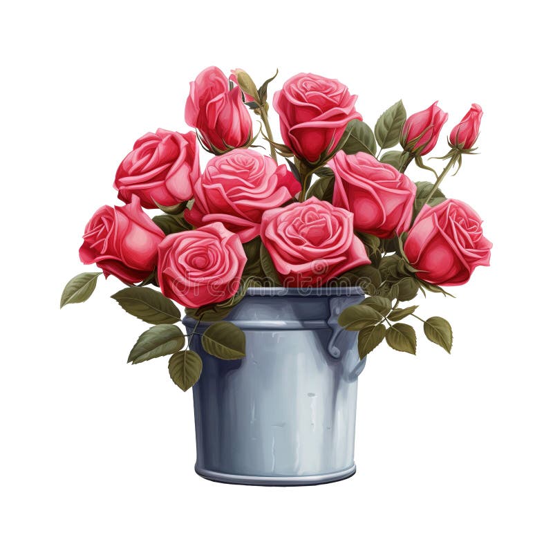 Bucket Full of Roses stock photo. Illustration of flowers - 304017244