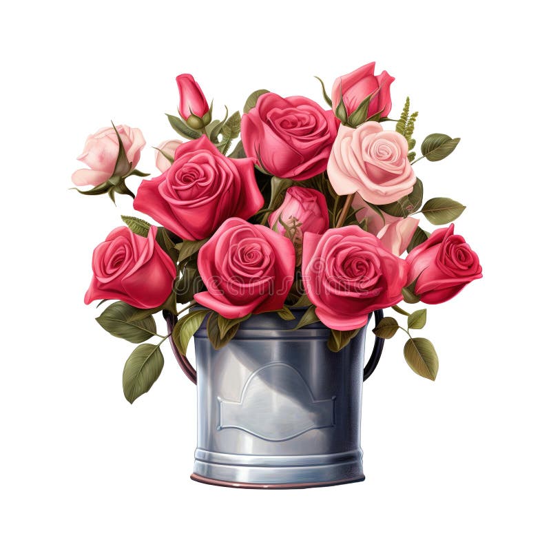 Bucket Full of Roses stock image. Illustration of summer - 303999497