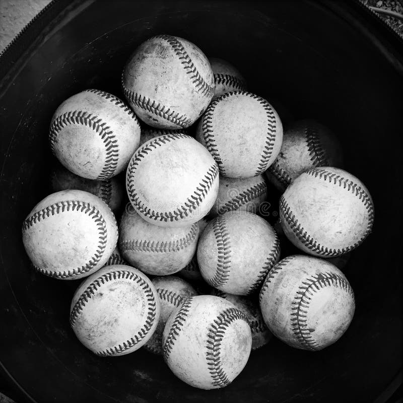 Bucket of Baseballs Ready for Spring Season. Stock Image - Image of ...