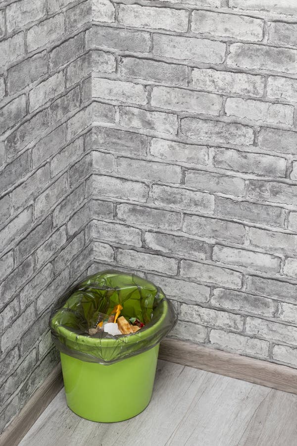 A Bucket of Garbage is in the Corner Stock Image - Image of cleaning ...