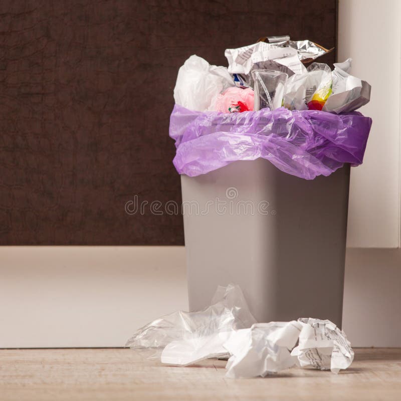 Bucket of Garbage in the Kitchen Stock Image - Image of drawer, protect ...