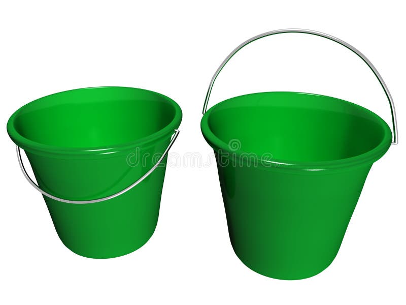 Bucket Green, Front Half Inside View_Raster Stock Illustration ...