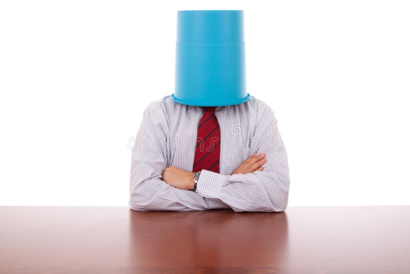 Bucket head businessman stock photo. Image of businessman - 11971044