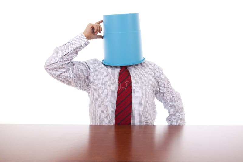 Bucket head businessman stock photo. Image of career - 13822406
