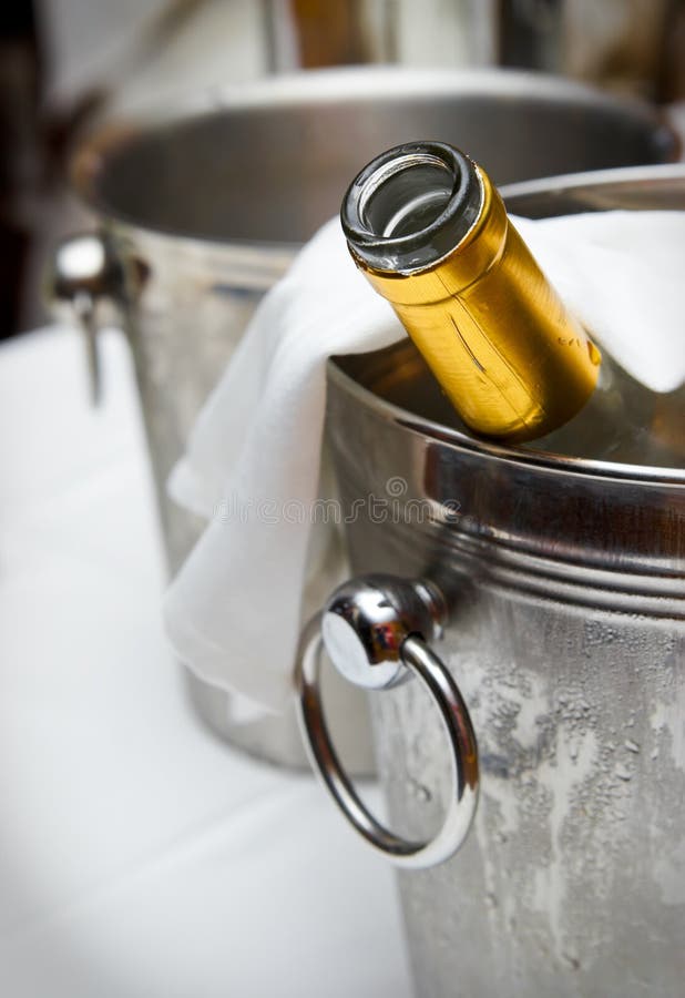 Bucket with an Ice for Cooling Drinks Stock Photo - Image of elegance ...