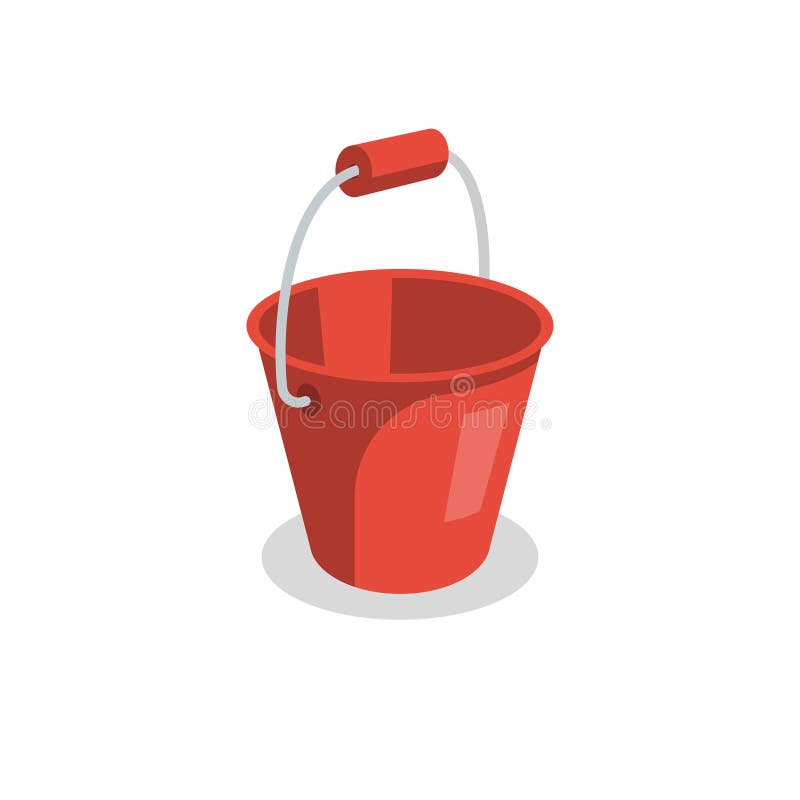 Bucket Icon. Empty Plastic Red Bucket. Cartoon Style. Vector. Stock ...