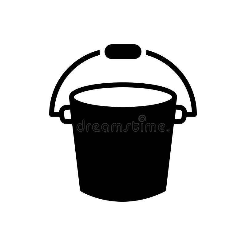 Black Solid Icon for Bucket, Pail and Plastic Stock Vector ...