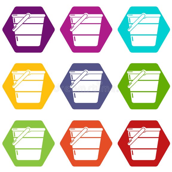 Bucket icons set 9 vector stock vector. Illustration of disease - 122095913