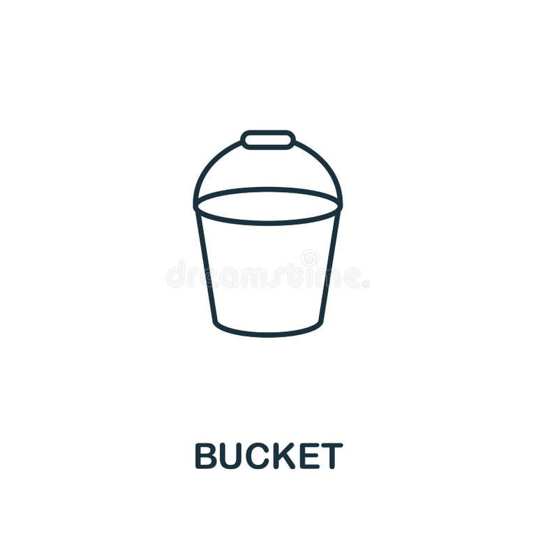 Bucket Line Icon. Thin Style Element from Construction Tools Icons ...