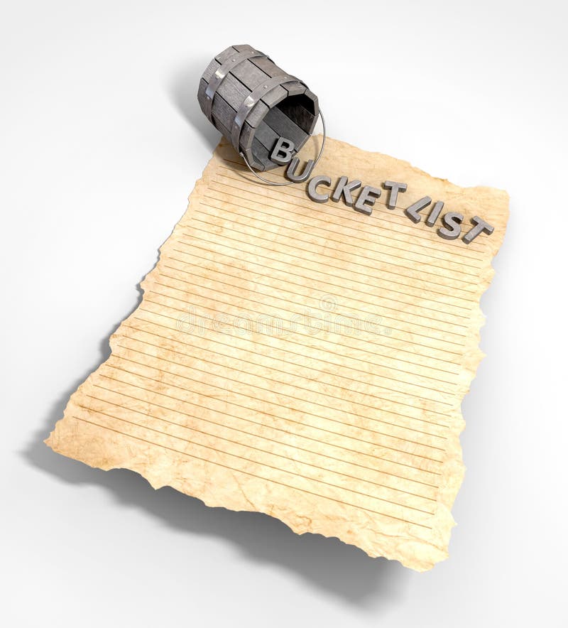 Bucket List Charm And Paper Stock Image - Image of pail, planked: 27318321