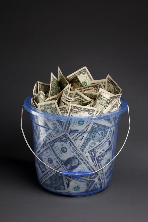Bucket of Cash stock photo. Image of conceptual, rich - 1386274