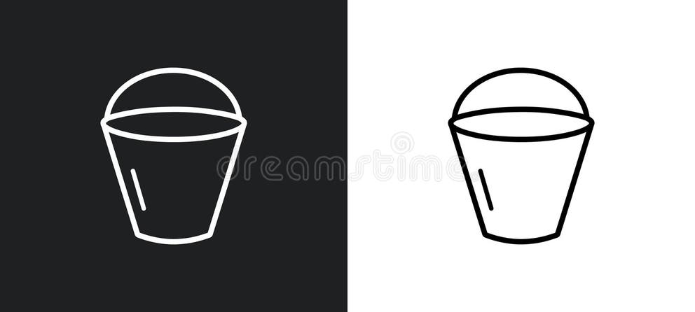 Bucket Outline Icon in White and Black Colors. Bucket Flat Vector Icon ...