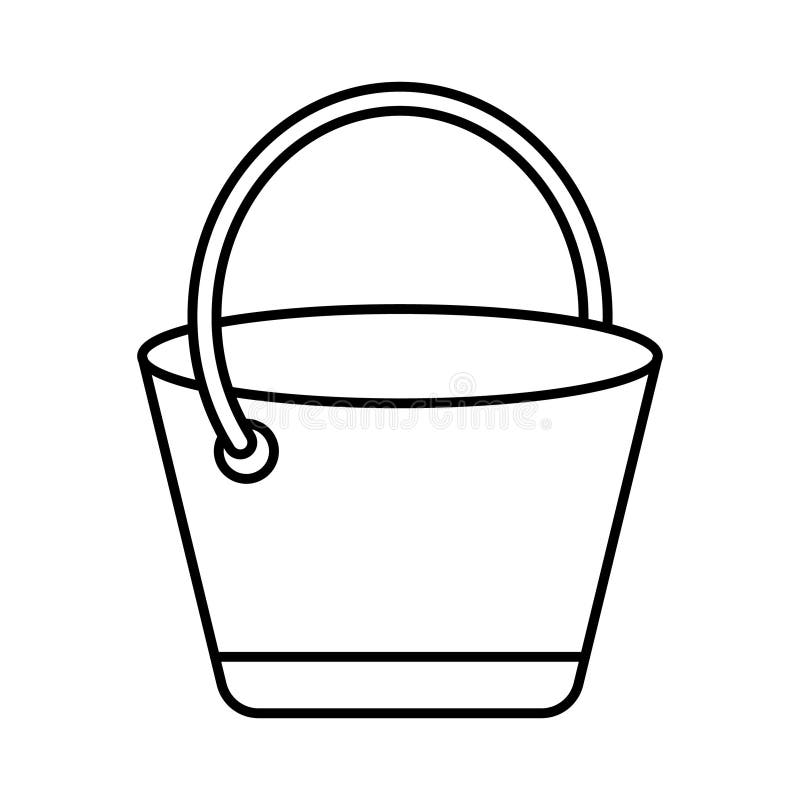 Bucket Outline Icon. Pail with Handle Simple Line Vector Template ...