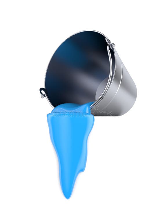 Bucket with Paint. Paint Flow on Wall Stock Illustration - Illustration ...