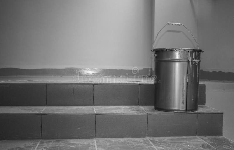 Bucket on the stairs stock image. Image of stairs, house - 29978391
