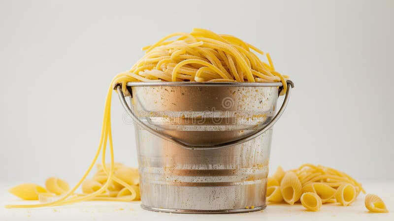Bucket with Pasta Isolated on White Background. Generative Ai Stock ...