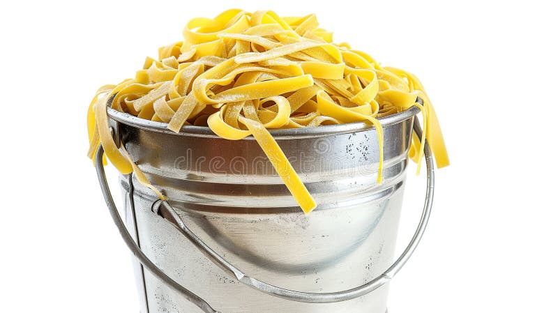 Bucket with Pasta Isolated on White Background. Generative Ai Stock ...