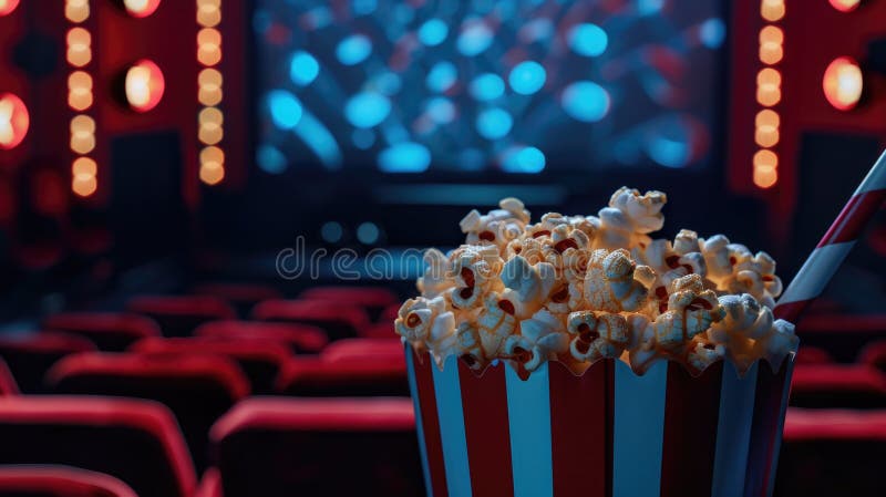 Bucket of Popcorn in Front of a Screen, Perfect for Movie Night Stock ...