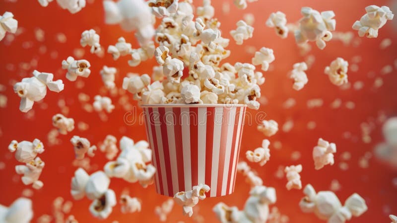 A Bucket of Popcorn Soaring through the Air Stock Image - Image of ...