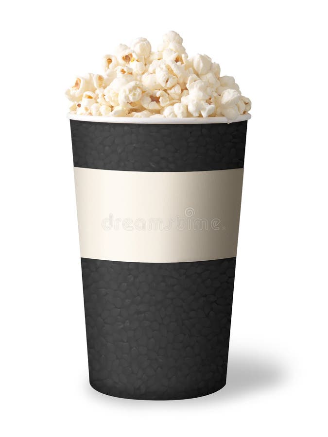 Bucket of Popcorn on White Background. Grey Color Stock Image - Image ...