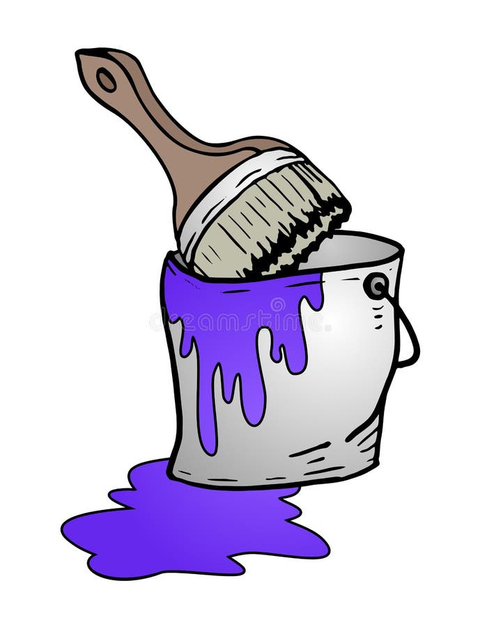 Bucket of purple paint stock vector. Illustration of steel - 71878417
