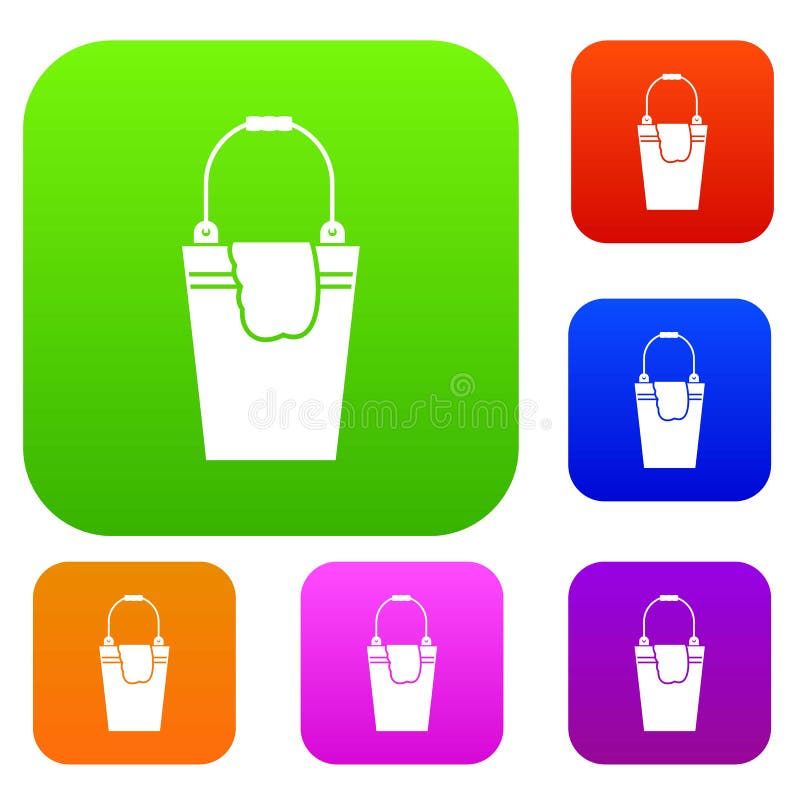 Bucket and Rag Set Collection Stock Vector - Illustration of chores ...