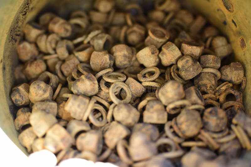 Bucket of Rusty Nuts and Washers Stock Image - Image of rusty, machine ...
