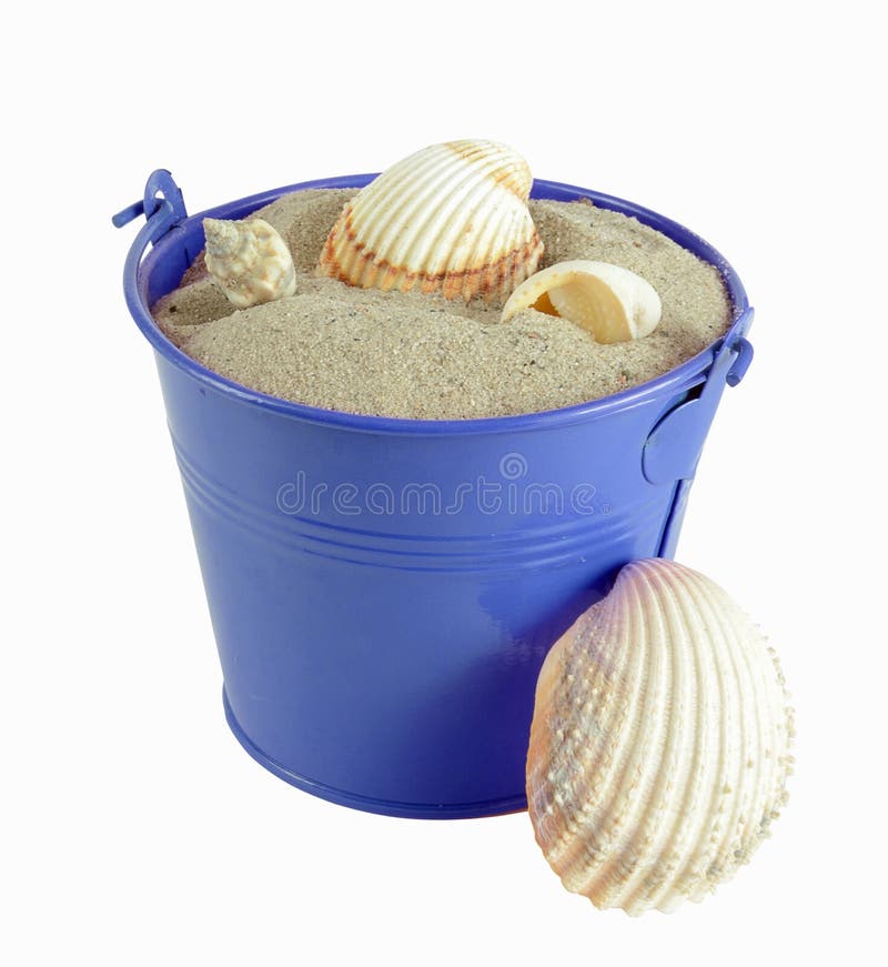 Bucket with sand and shell stock photo. Image of nature - 42216804