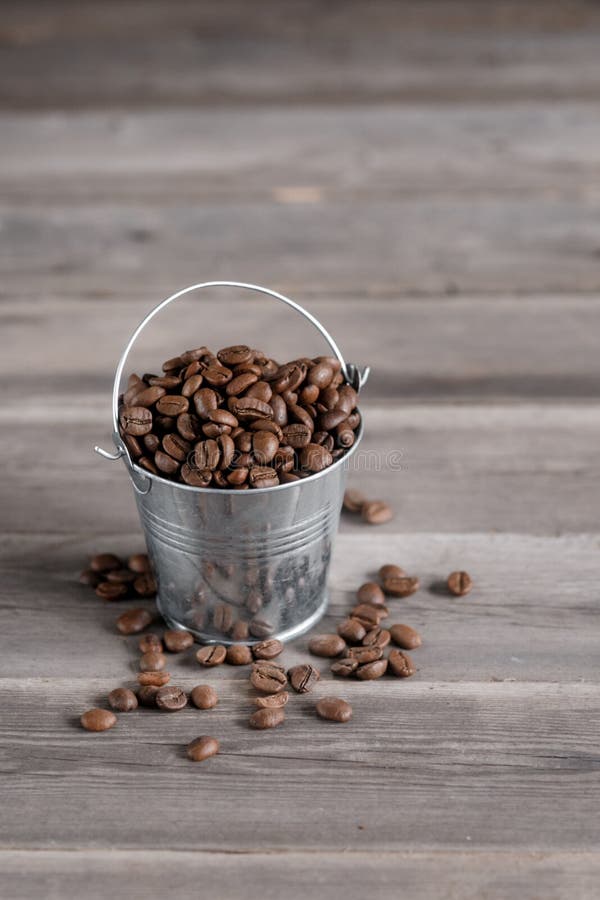Bucket and Scoop of Coffee Beans on Burlap Sack. Stock Photo - Image of ...