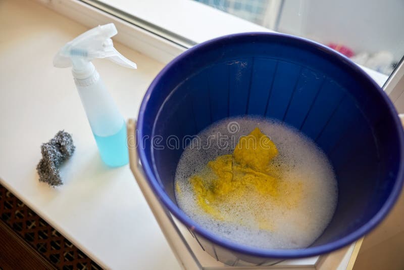 Bucket of Soapy Water stock image. Image of housecleaning - 6013185