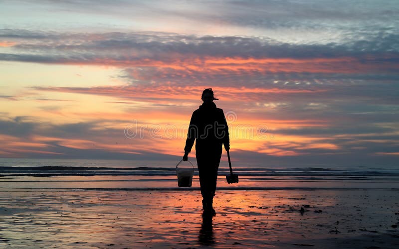 Bucket and Spade Silhouette, Beach Play in Summer Stock Image - Image ...
