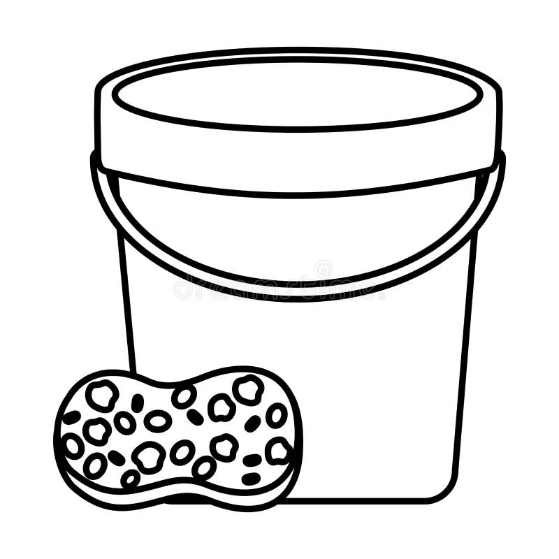 Bucket Sponge Tool Cleaning Stock Illustration - Illustration of ...