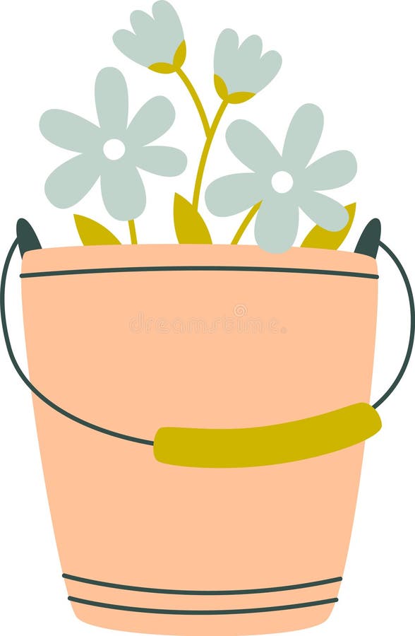 Bucket with Spring Flowers stock vector. Illustration of decoration ...