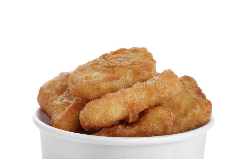 Bucket With Tasty Chicken Nuggets Isolated, Closeup Stock Image - Image ...
