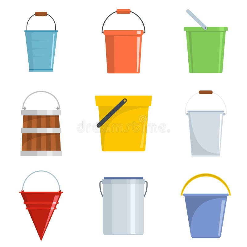 Bucket Types Container Icons Set Vector Isolated Stock Vector ...