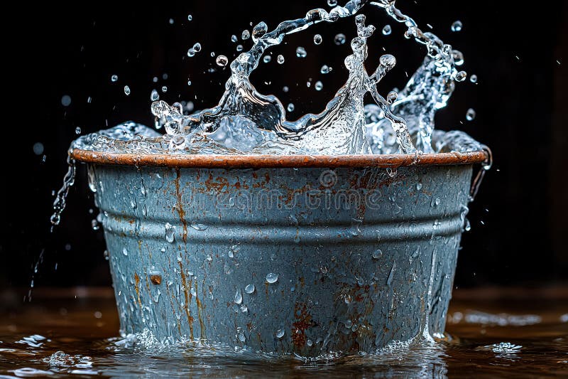 Bucket Water Splashing Creating Splash Stock Photos - Free & Royalty ...