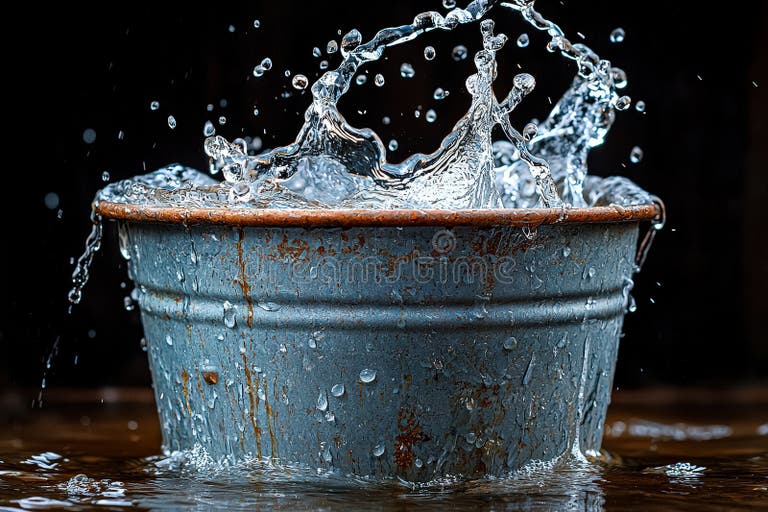 Bucket of Water is Splashing and Creating a Splash Stock Image - Image ...